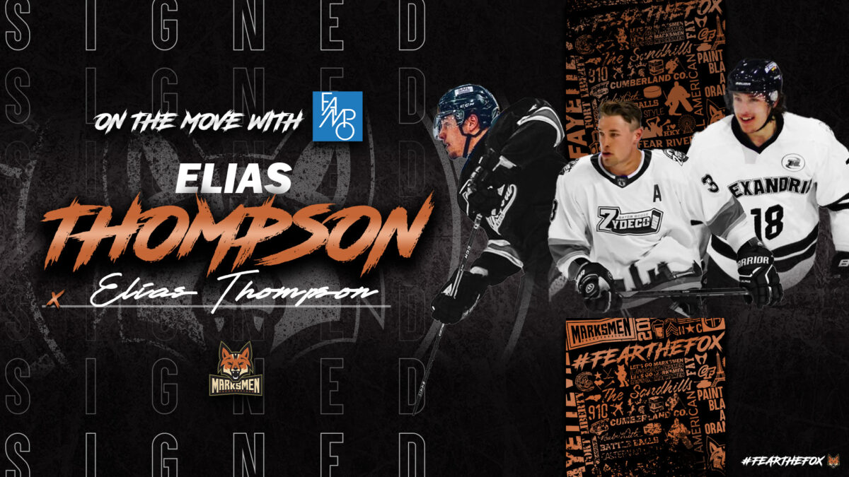 Marksmen Add Elias Thompson - Fayetteville Marksmen Pro Hockey